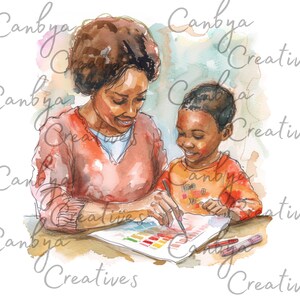 African American Teacher Mom Png Svg Clipart Bundle, Mother & Son ...