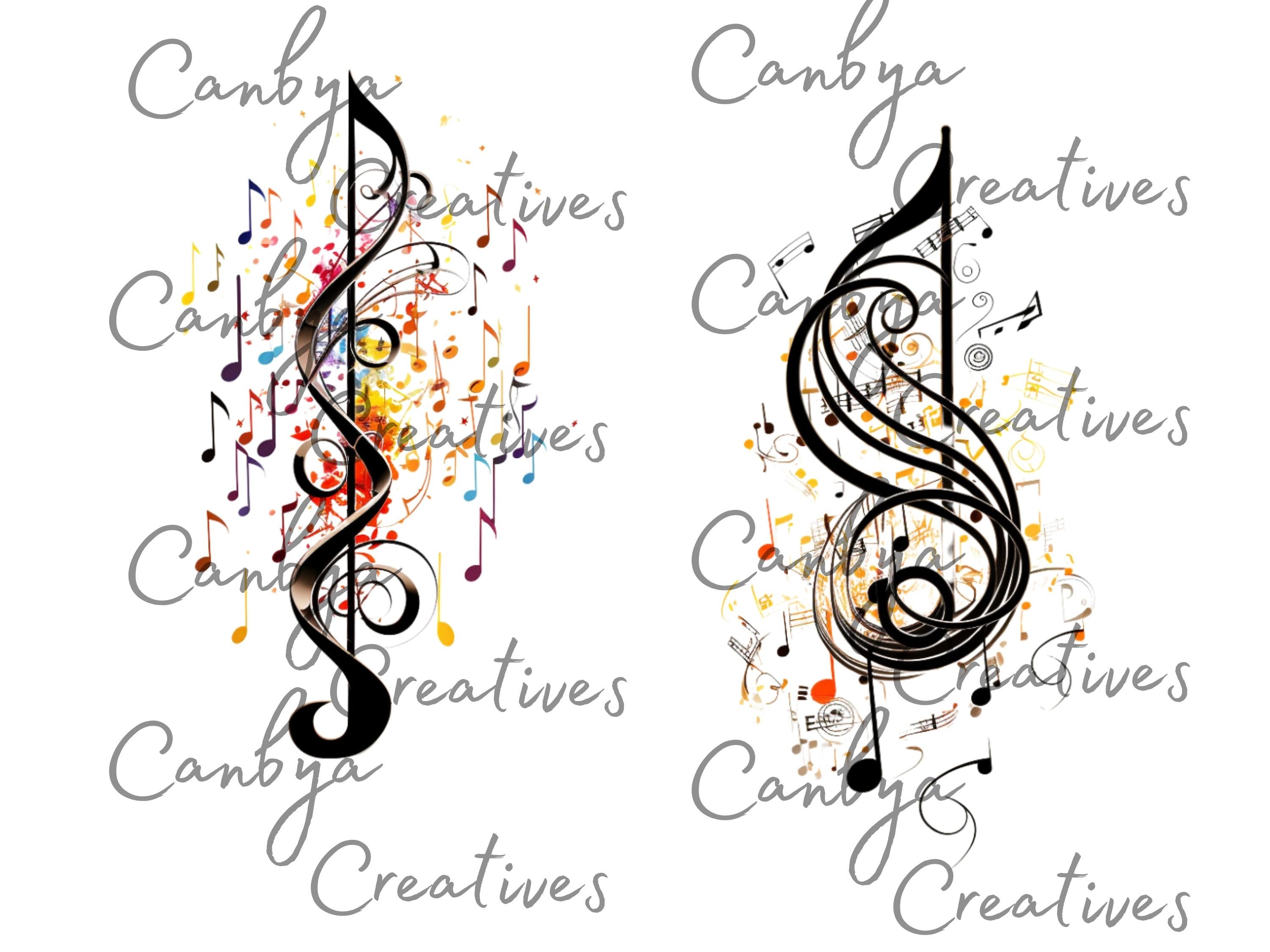 Watercolor Music Note Png Svg Clipart Bundle, Musical Notes' Art ...