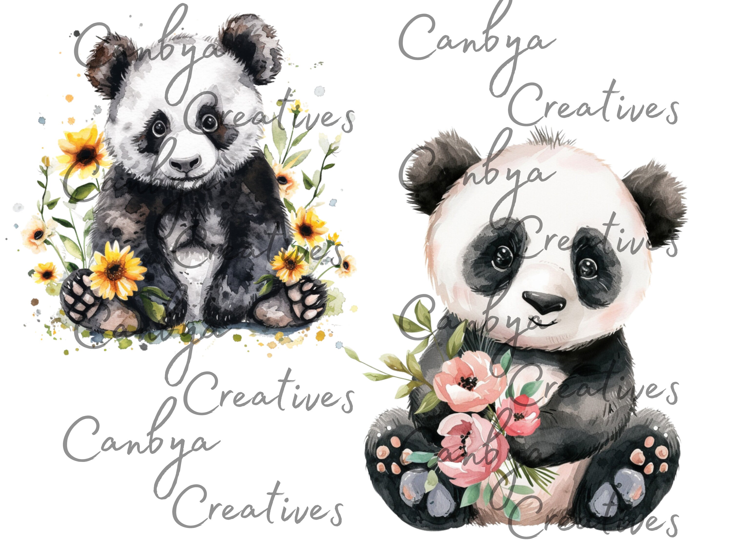 Watercolor Kawaii Panda Clipart, Animal Art Prints, Cute Panda for ...