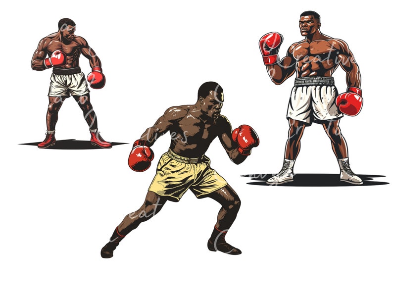 Retro African American Boxer Png Svg Clipart Bundle, Sport Lover Prints ...