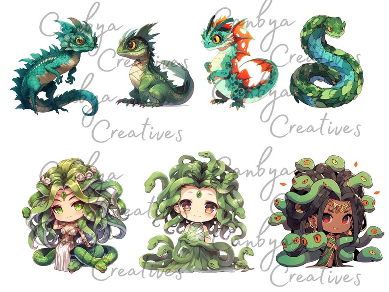 Mythical Creatures, Watercolor Clipart, for Commercial and Personal Use ...