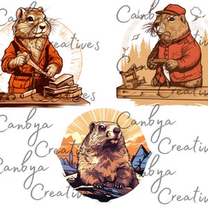 Watercolor Groundhog Day Png Svg Clipart Bundle, Energetic Groundhog ...