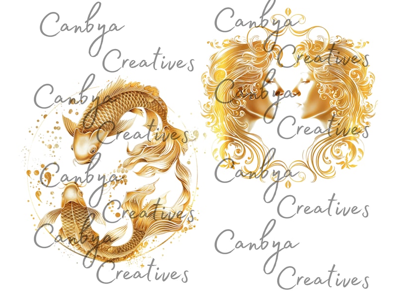 Golden Zodiac Signs Png Svg Clipart Bundle, Sublimation Designs, Zodiac ...