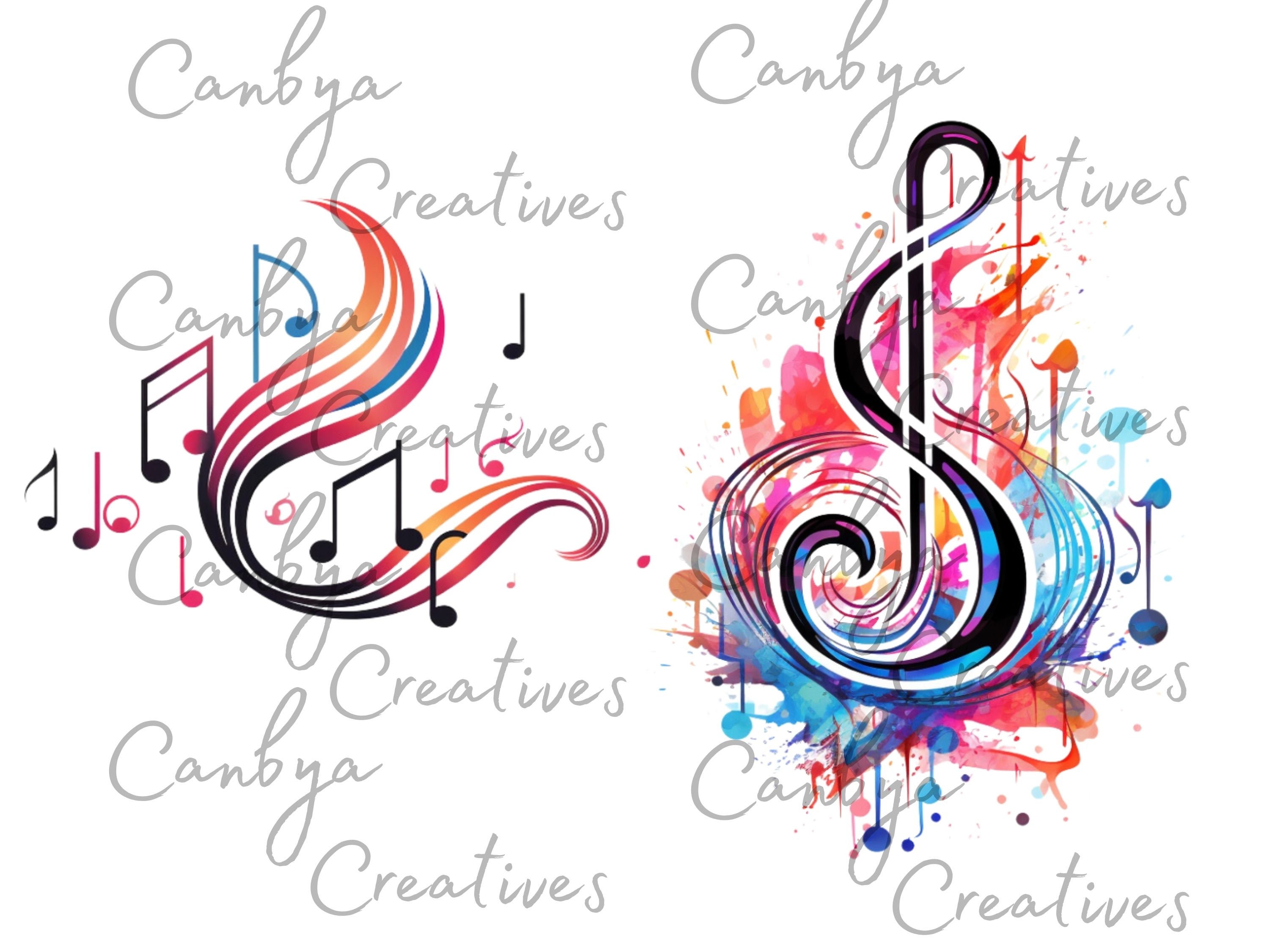 Watercolor Music Note Png Svg Clipart Bundle, Musical Notes' Art ...