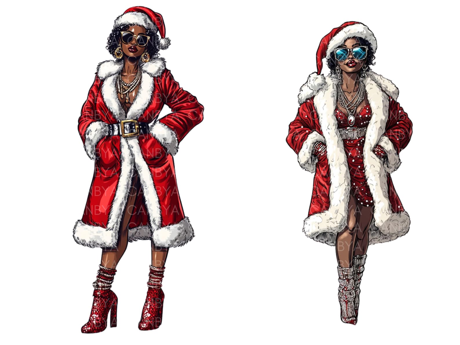 16 Black Mrs Claus Svg Png Clipart, African American Stylish Mrs Claus ...