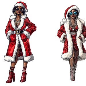 16 Black Mrs Claus Svg Png Clipart, African American Stylish Mrs Claus ...