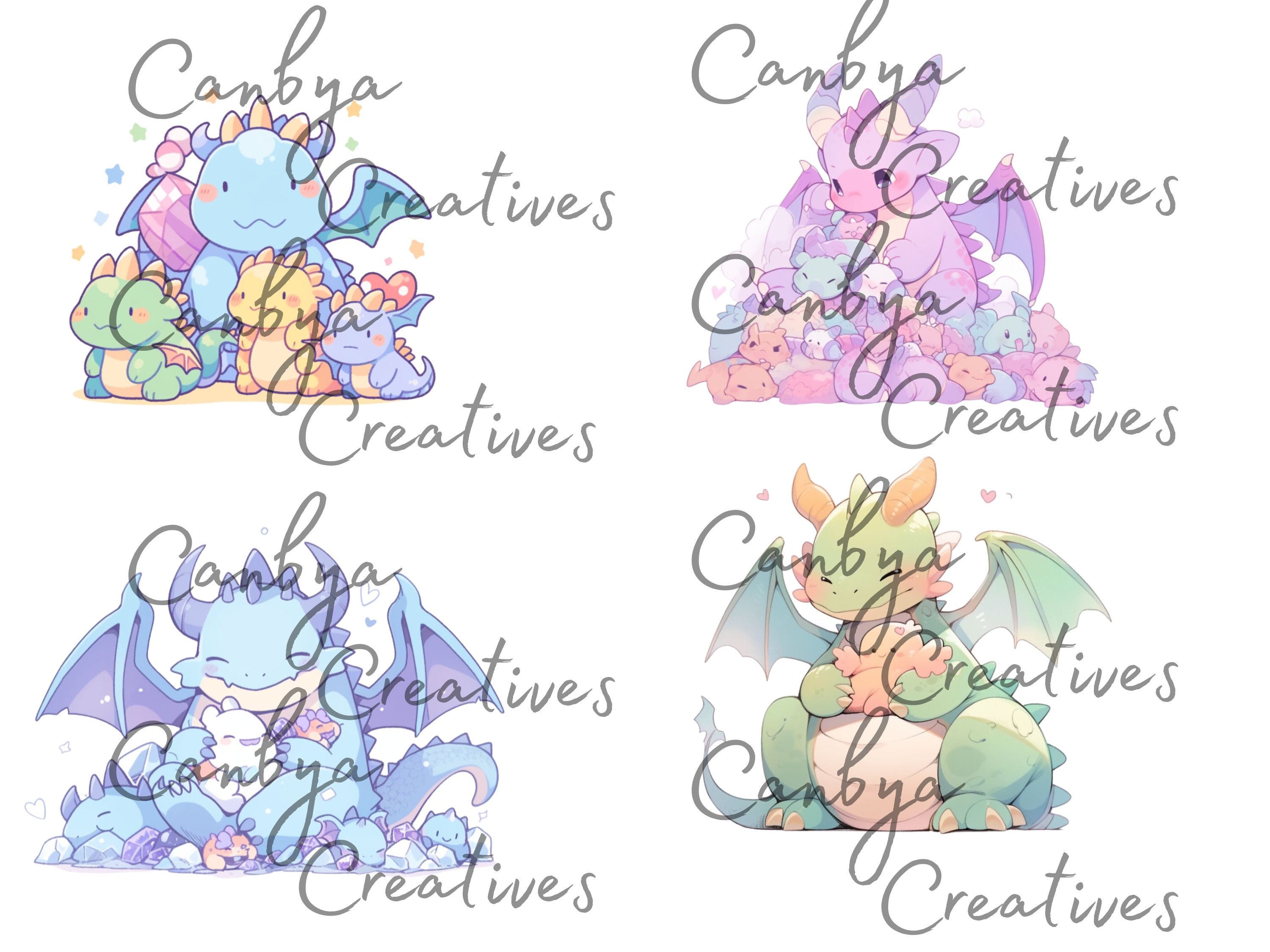 Mythical Creatures, Kawaii Cliparts, 28 Watercolor Png's, 28 Watercolor ...