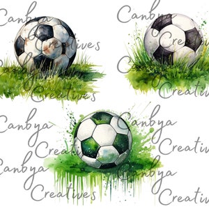 Watercolor Soccer Balls Png Svg Clipart Bundle to Print, Soccer Prints ...