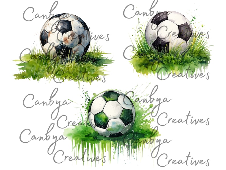 Watercolor Soccer Balls Png Svg Clipart Bundle to Print, Soccer Prints ...
