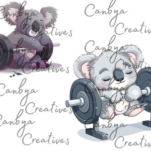 Watercolor Kawaii Koala Workout Png Svg Prints, Funny Lazy Koala ...
