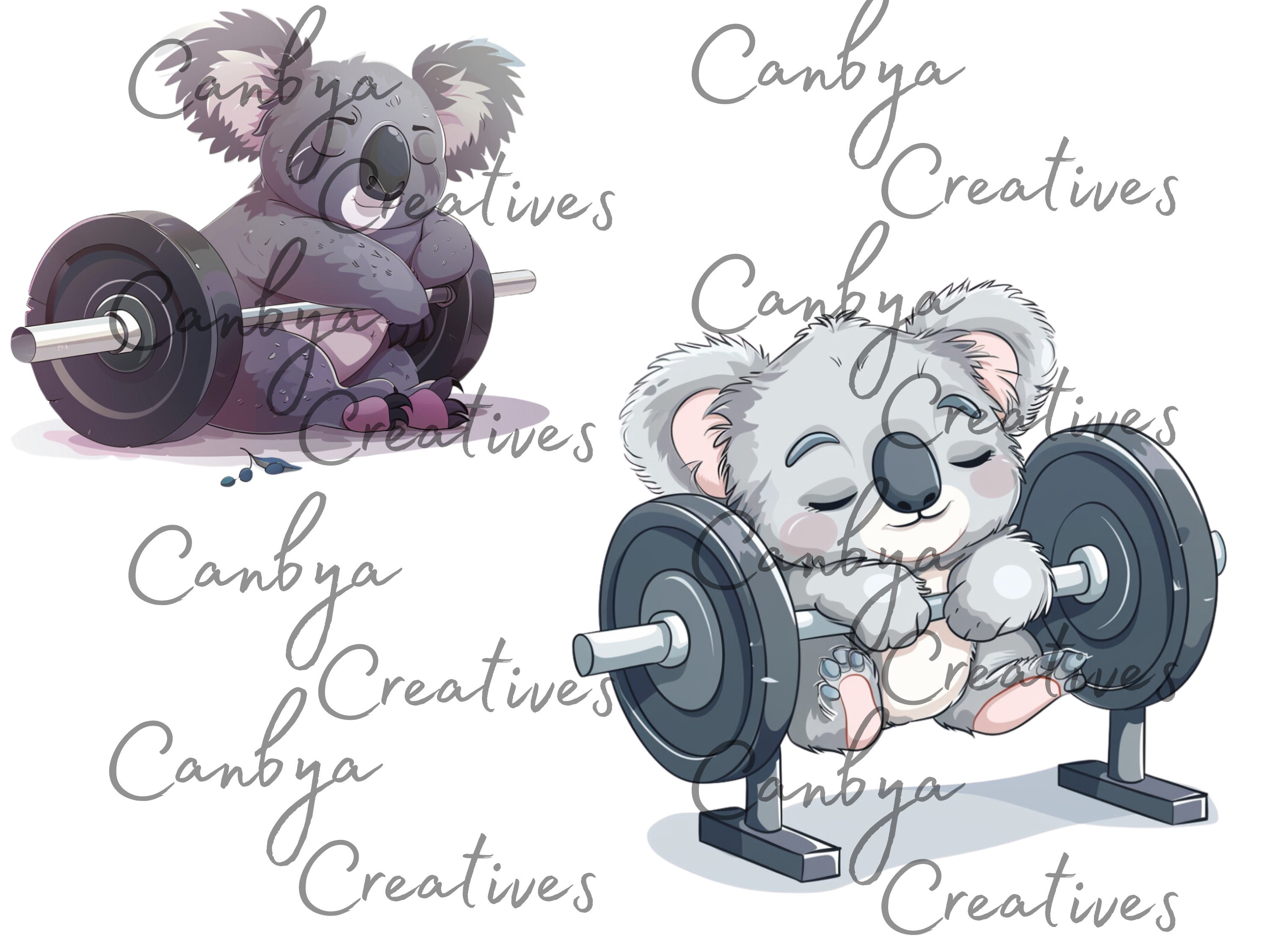 Watercolor Kawaii Koala Workout Png Svg Prints, Funny Lazy Koala ...