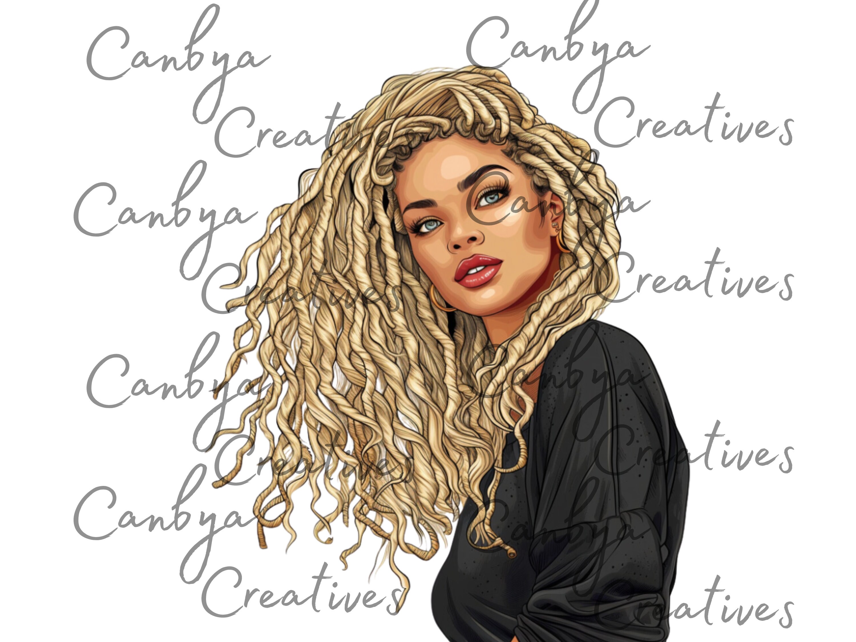 African American Dreadlocks Styled Girls Png Svg Clip Art Bundle ...
