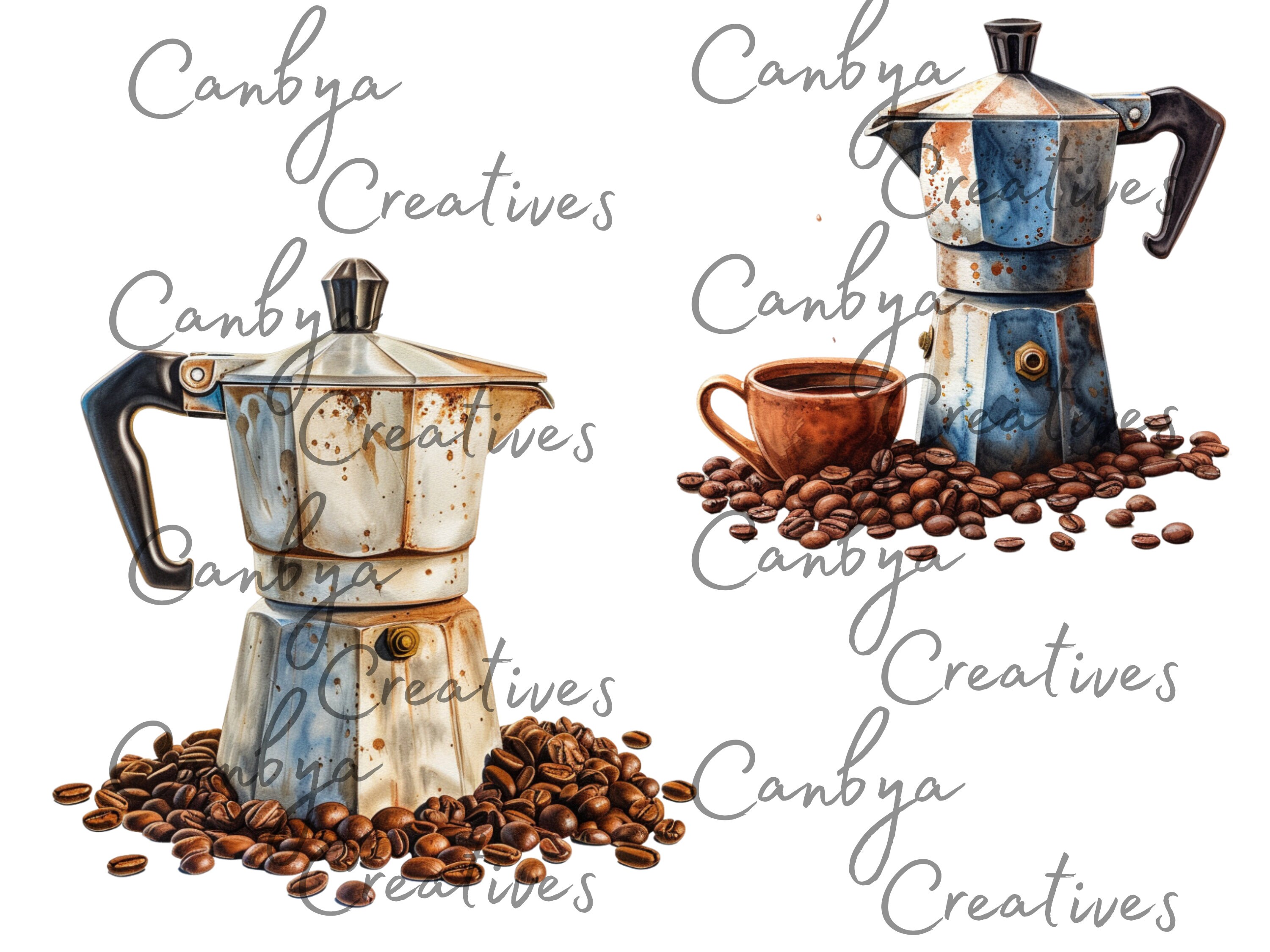 Watercolor Coffee Lover Png Svg Clipart Bundle, Watercolor Coffee Beans ...