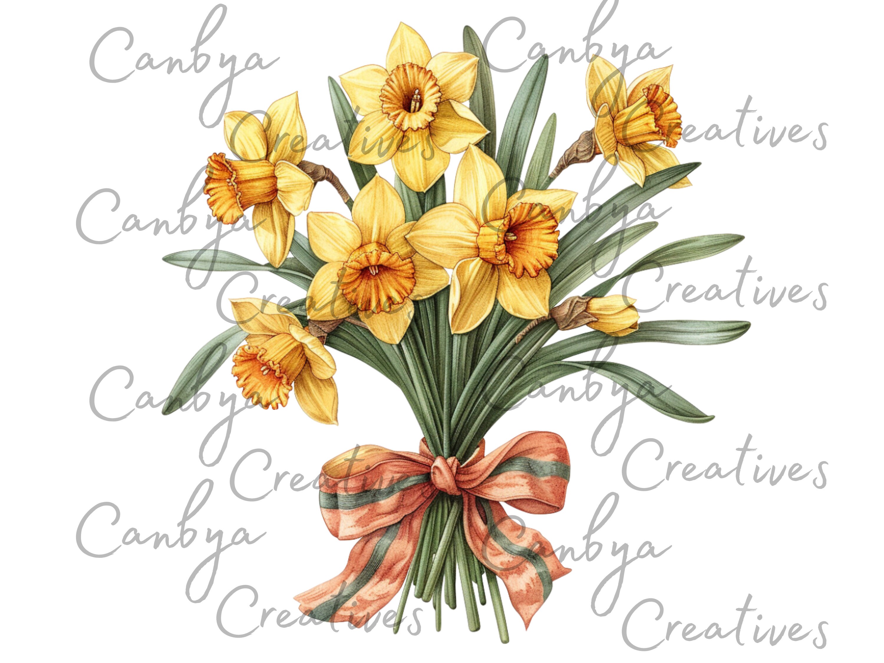 Watercolor Daffodil Png Svg Clipart Bundle, Spring Clipart, Western Svg ...