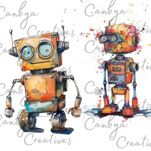 Happy Robots Png Svg Clipart Bundle, Digital Art Prints for ...