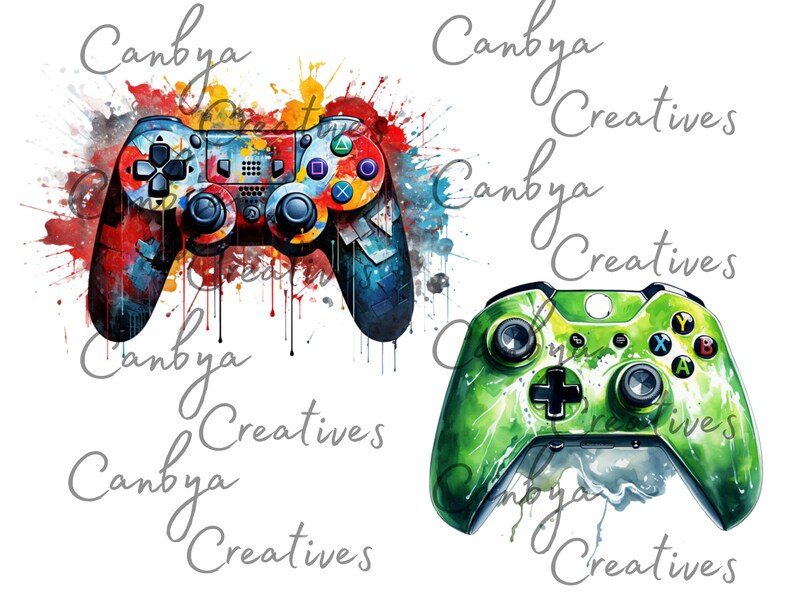 Watercolor Gaming Controller Clipart Prints, Gaming Boy, Gaming Girl ...