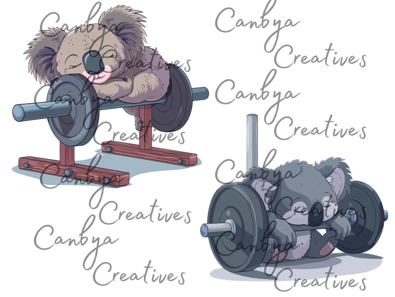 Watercolor Kawaii Koala Workout Png Svg Prints, Funny Lazy Koala ...