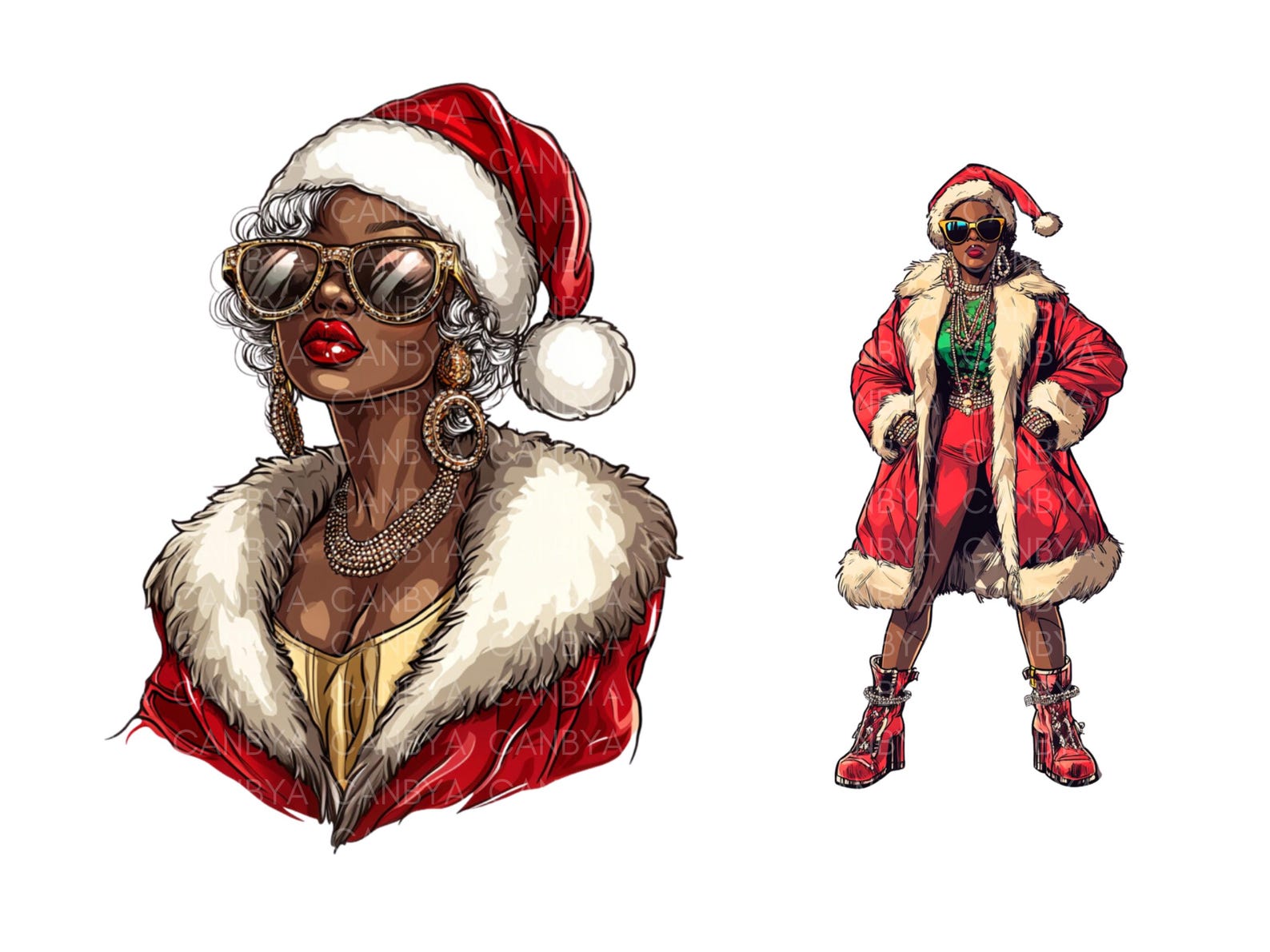 16 Black Mrs Claus Svg Png Clipart, African American Stylish Mrs Claus ...