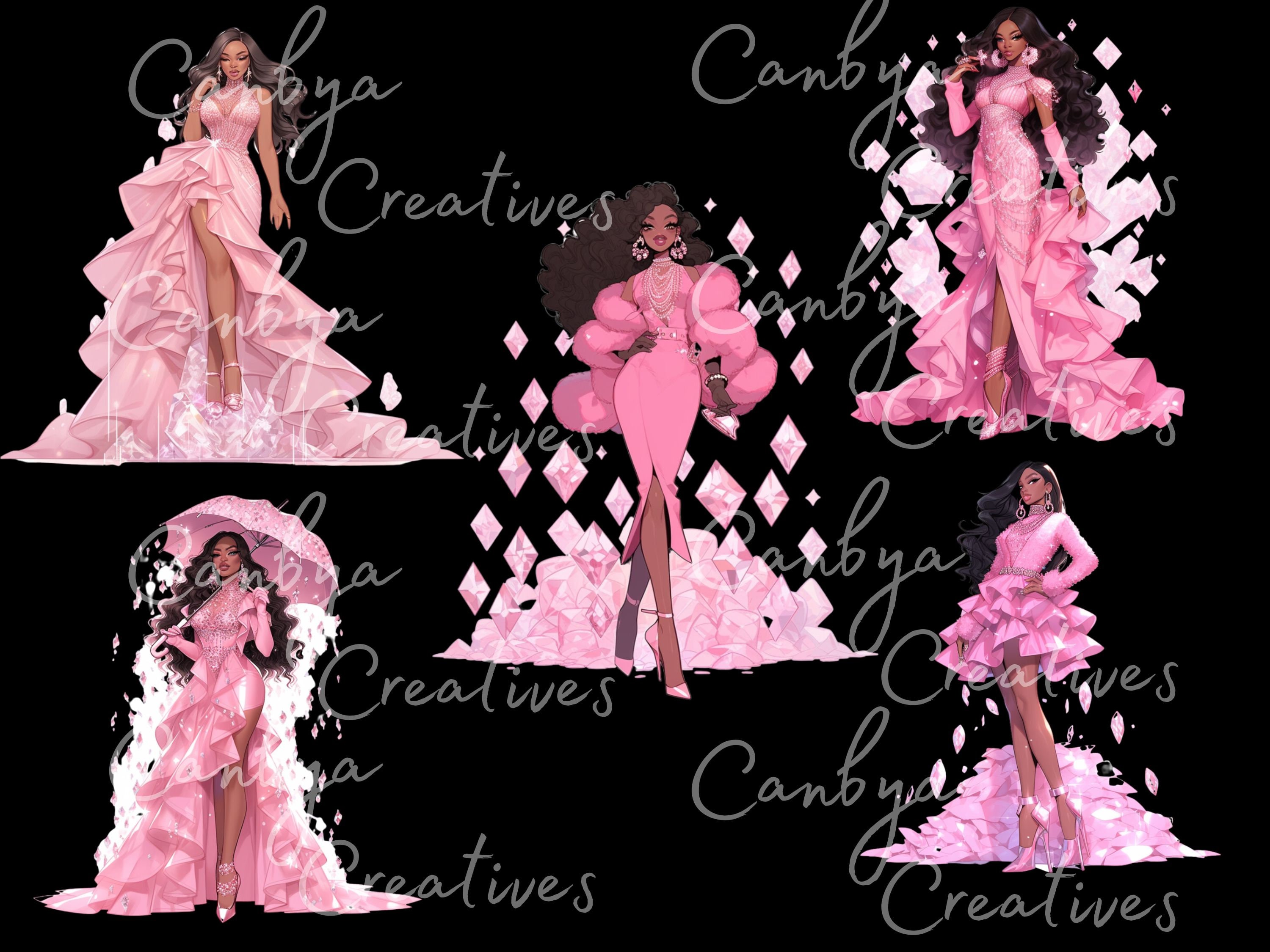 Black Queen Glam, Fashion Girl Clipart, Pink Glam, African American ...