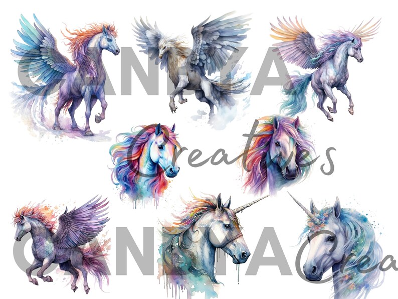 Mythical Creatures Watercolor Clipart for Commercial and - Etsy