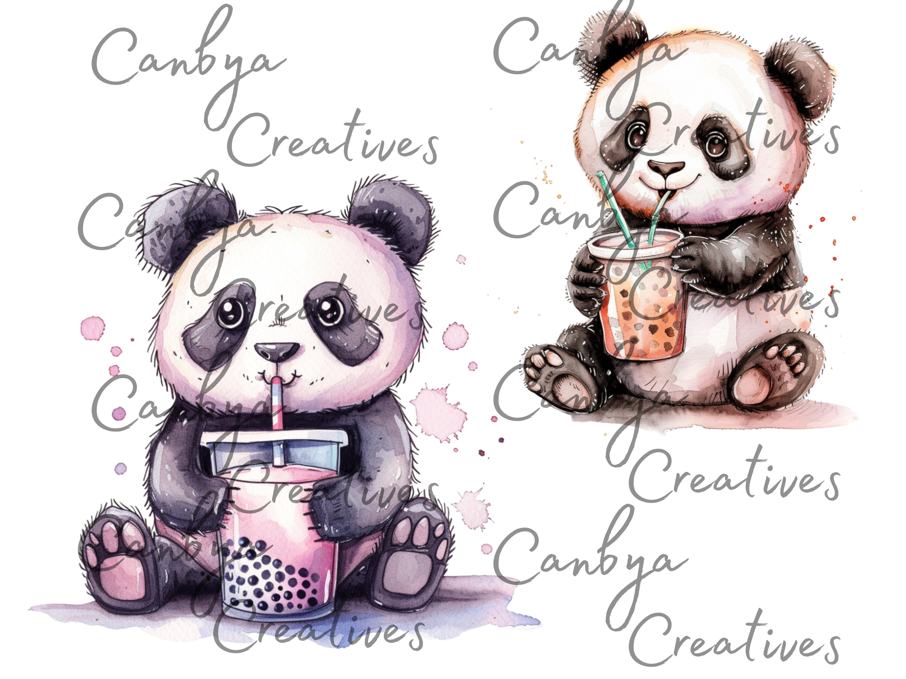 Watercolor Kawaii Panda Clipart, Animal Art Prints, Cute Panda for ...