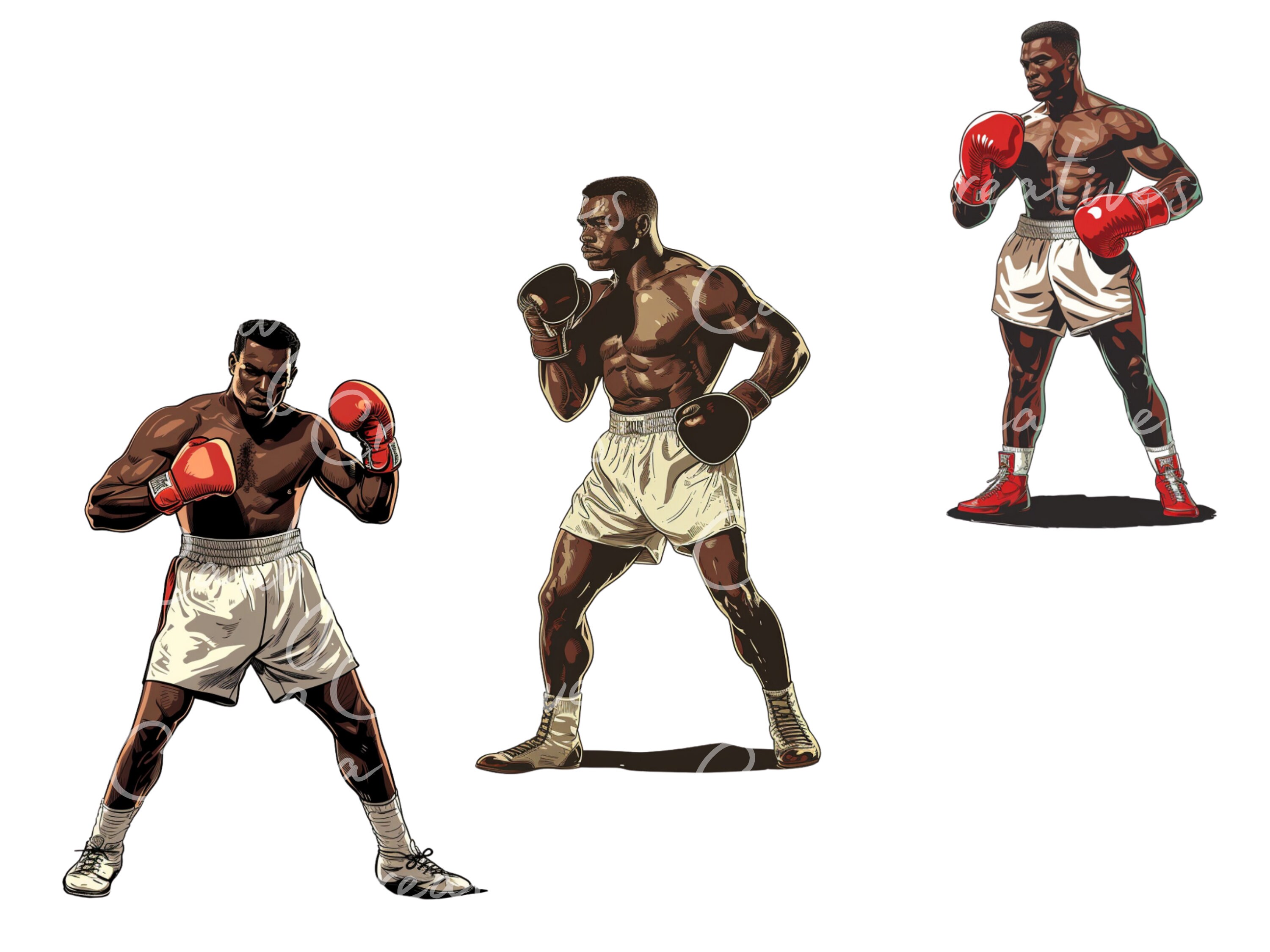 Retro African American Boxer Png Svg Clipart Bundle, Sport Lover Prints ...