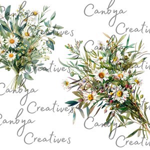 Watercolor Daisy Png Svg Clipart Bundle, Spring Clipart, Floral Clip ...