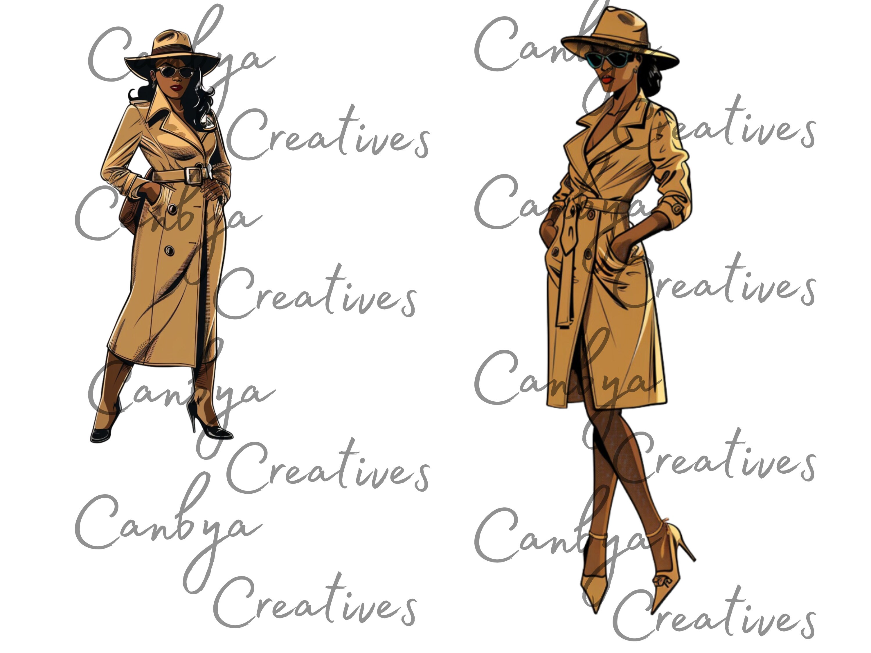 Retro African American Secret Agents Clipart Prints, Vintage Black ...