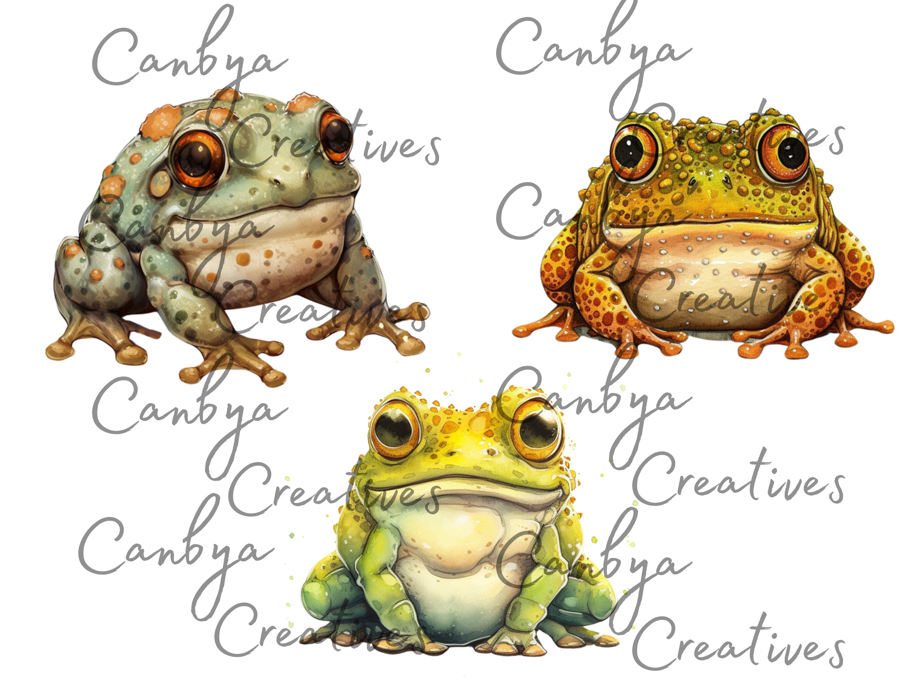 Watercolor Kawaii Baby Frogs Svg Png Clipart, Cute Chibi Frog Prints ...