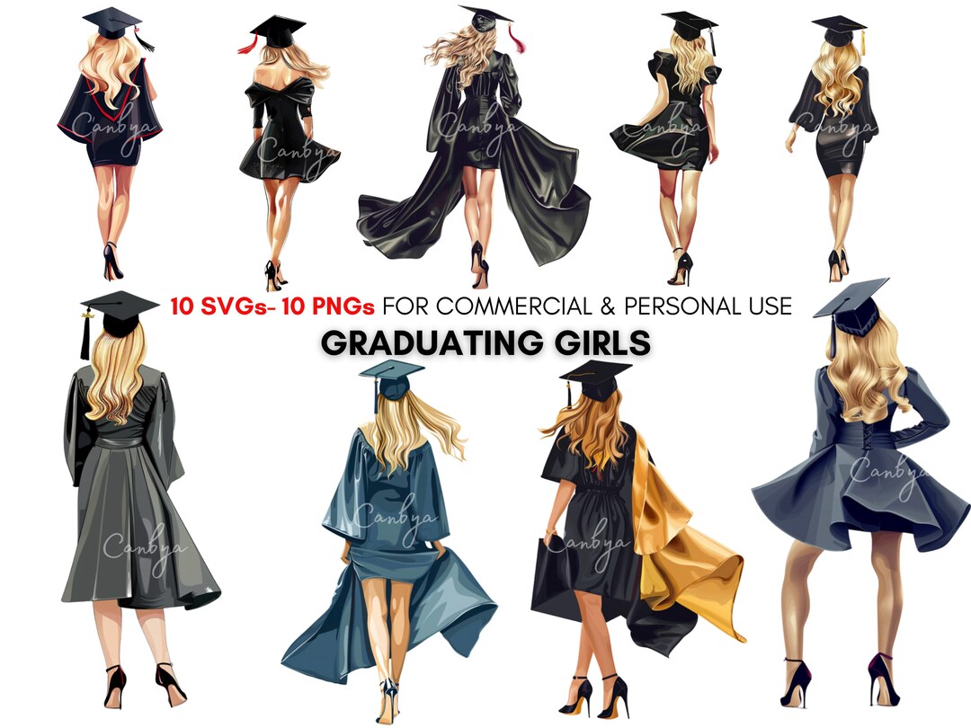 Graduating Blonde Girls Svg Ong Clipart Bundle, Graduation Party ...