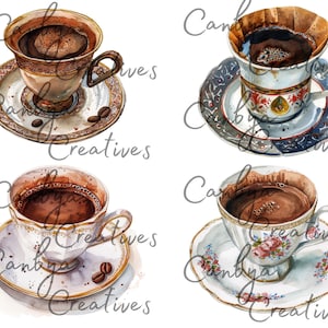 Watercolor Coffee Lover Png Svg Clipart Bundle, Watercolor Coffee Beans ...