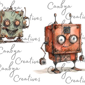 Happy Robots Png Svg Clipart Bundle, Digital Art Prints for ...