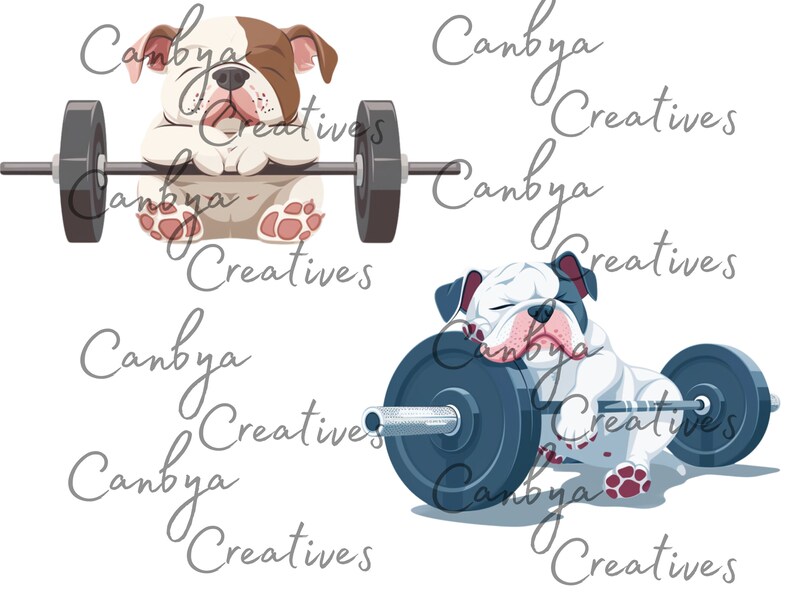 Watercolor Kawaii Bulldog Workout Png Svg Prints, Funny Lazy English ...