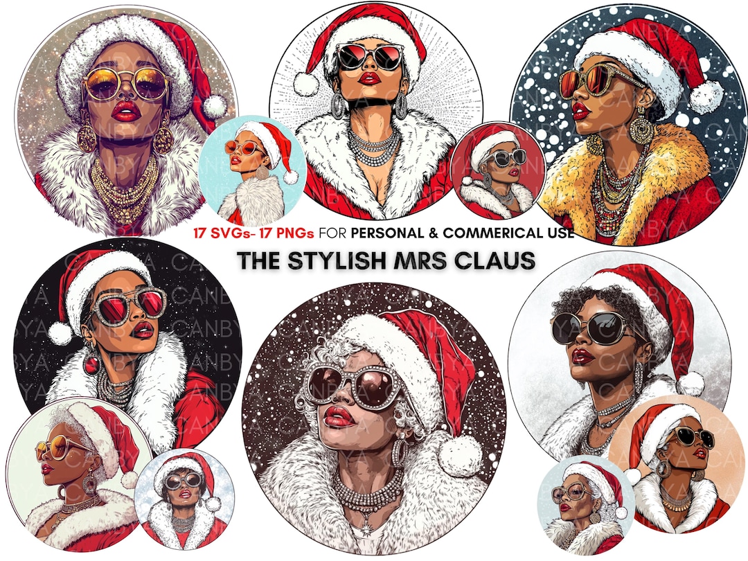 17 Black Mrs Claus Svg Png Clipart, African American Stylish Mrs Claus ...