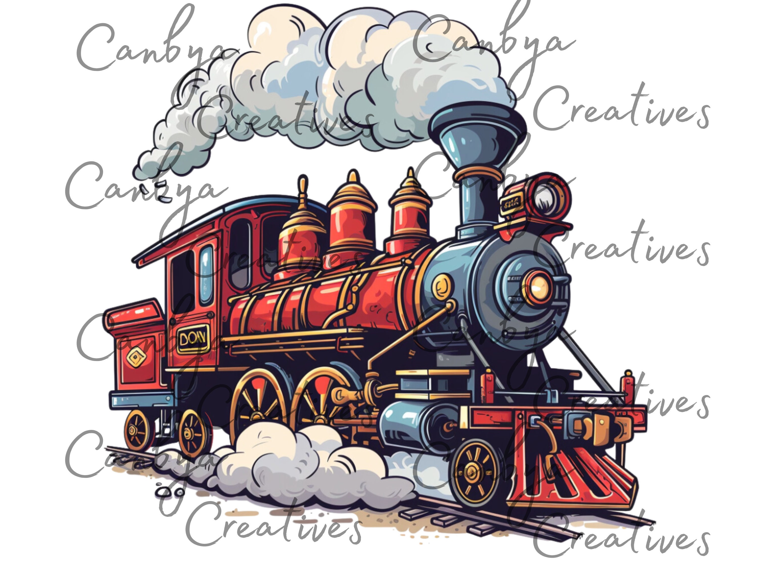 Vintage Trains Png Svg Clipart Bundle, Digital Retro Art Prints for ...