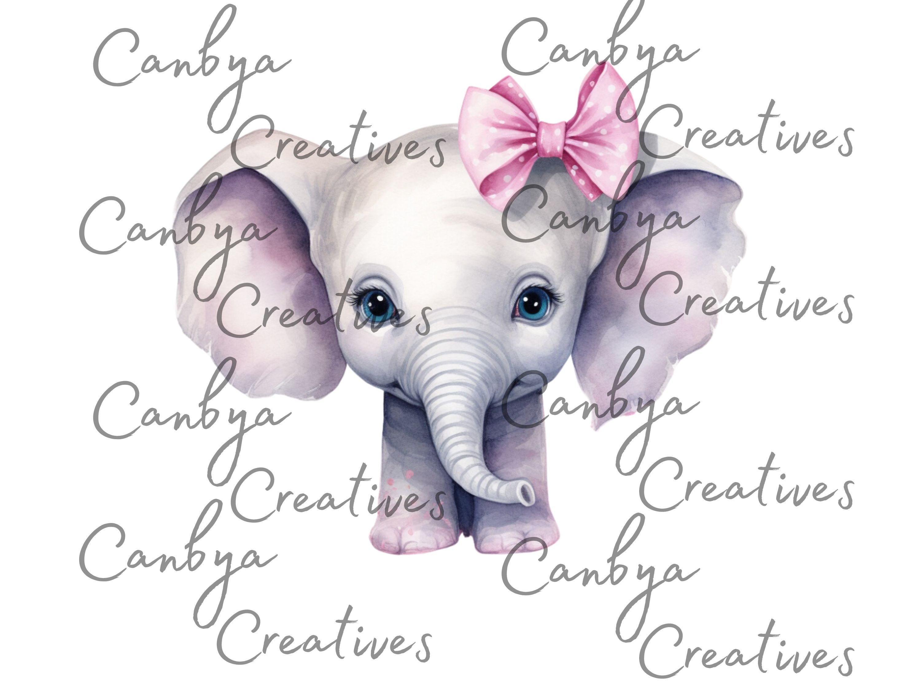 Watercolor Cute Baby Elephant Png Svg Clipart Bundle, Baby Elephant ...