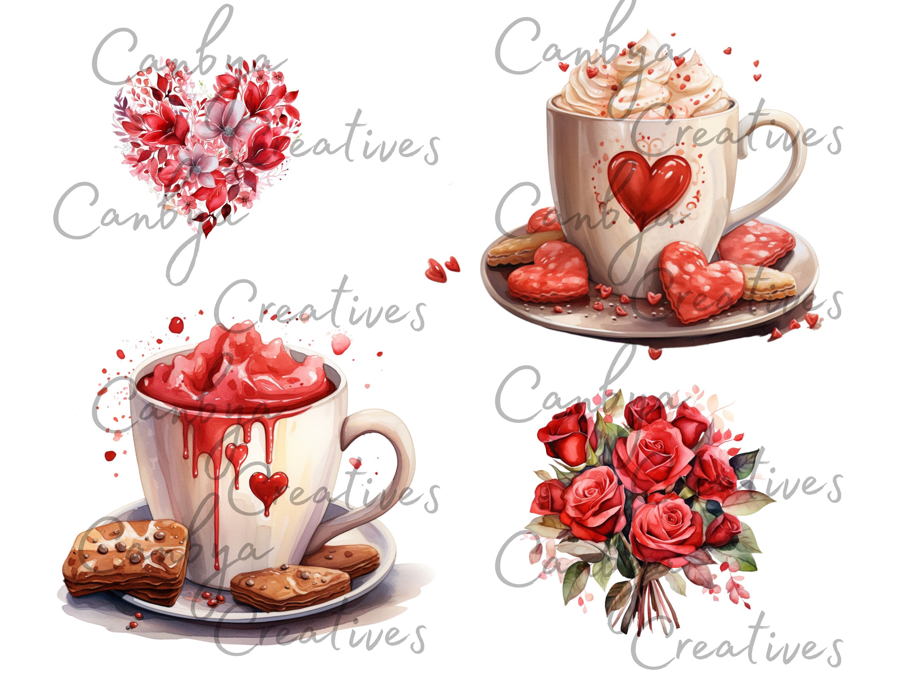 Watercolor Valentine Day Png Svg Clipart Bundle, Valentine Art ...