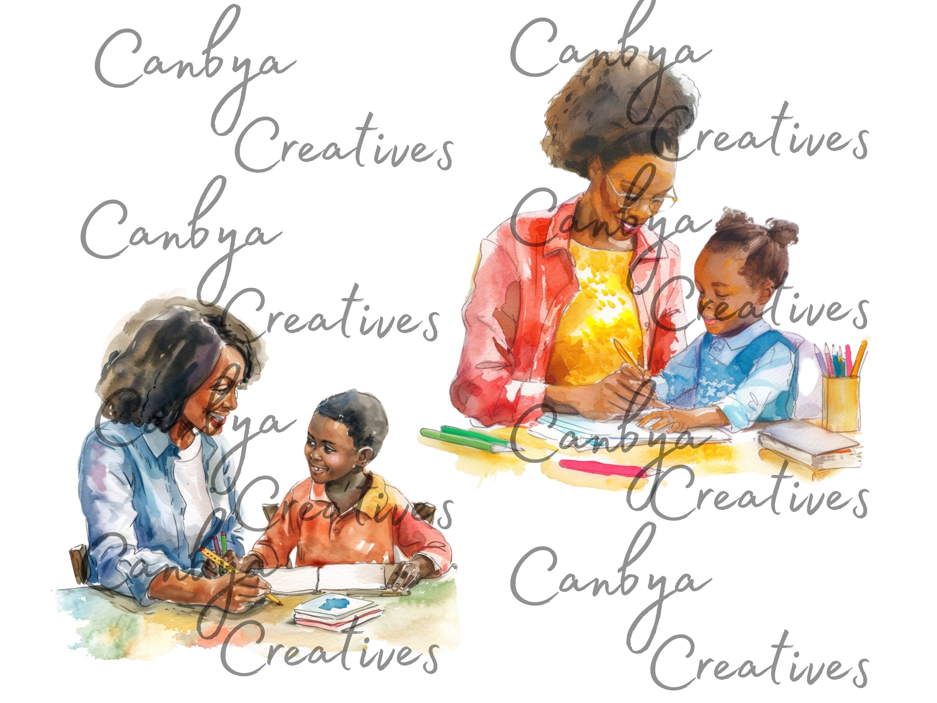 African American Teacher Mom Png Svg Clipart Bundle, Mother & Son ...