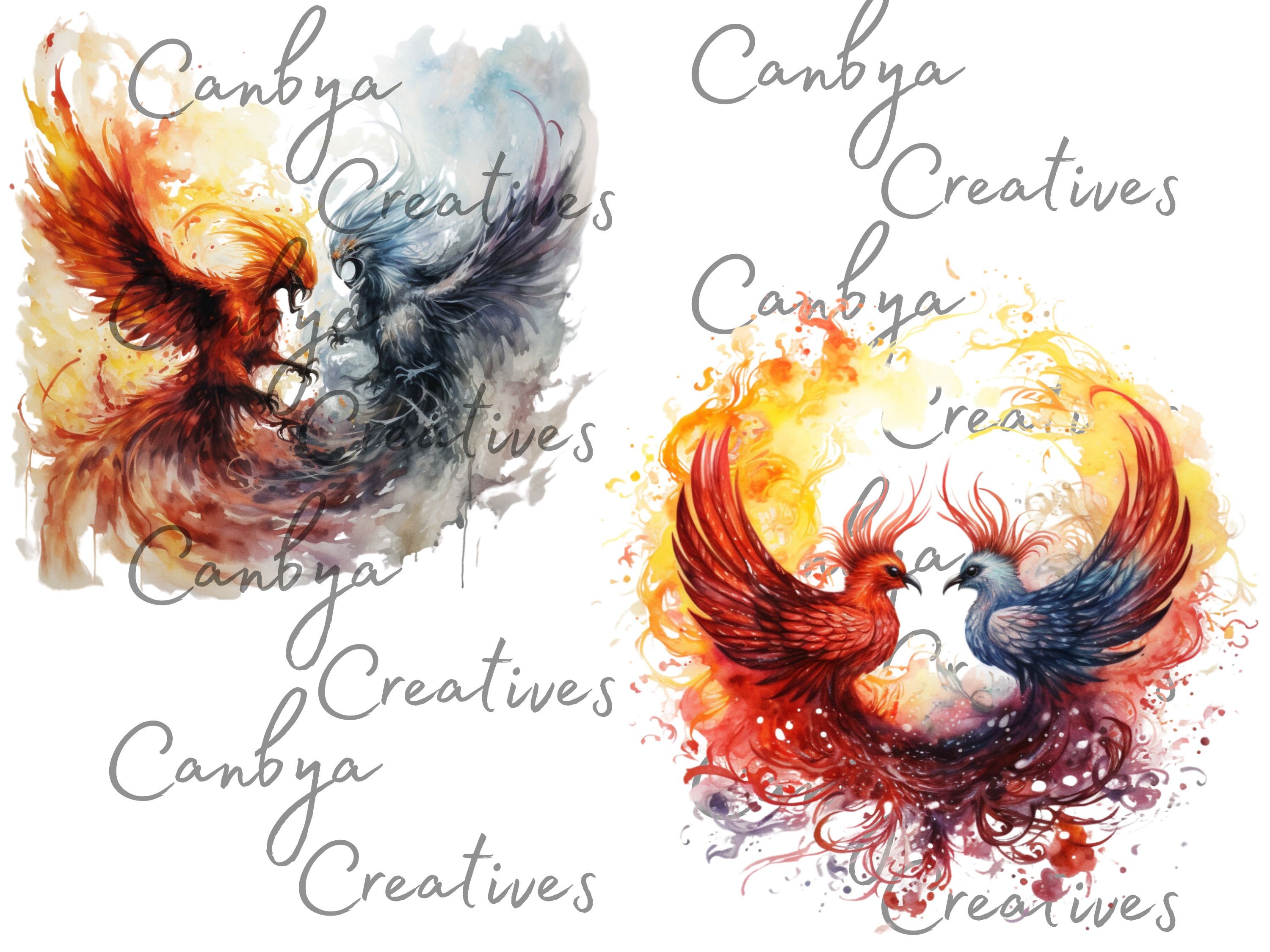 Watercolor Mythical Phoenix Creatures Svg Png Digital Download ...