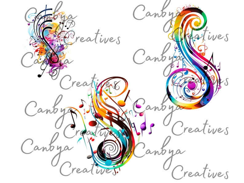 Watercolor Music Note Png Svg Clipart Bundle, Musical Notes' Art ...