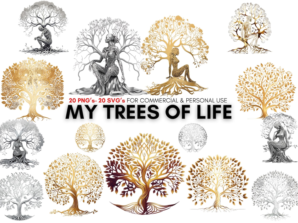 Tree of Life Svg Tree of Life Png Silver and Gold Tree of - Etsy Australia