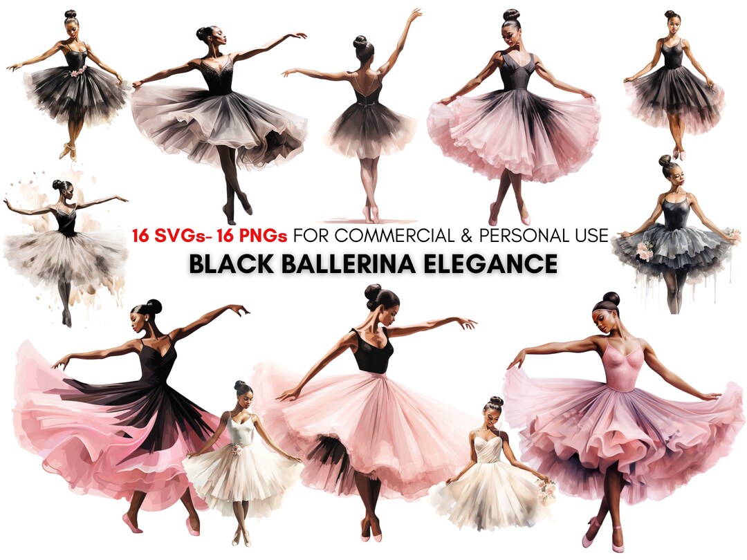 African American Ballet Dancer Png Svg Clipart Bundle, Black Woman ...
