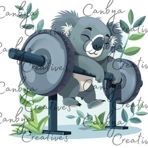 Watercolor Kawaii Koala Workout Png Svg Prints, Funny Lazy Koala ...