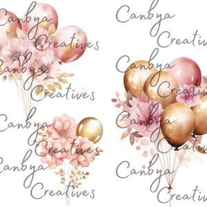 Watercolor Golden Blush Balloon Svg Png Clipart, Glitter Birthday ...