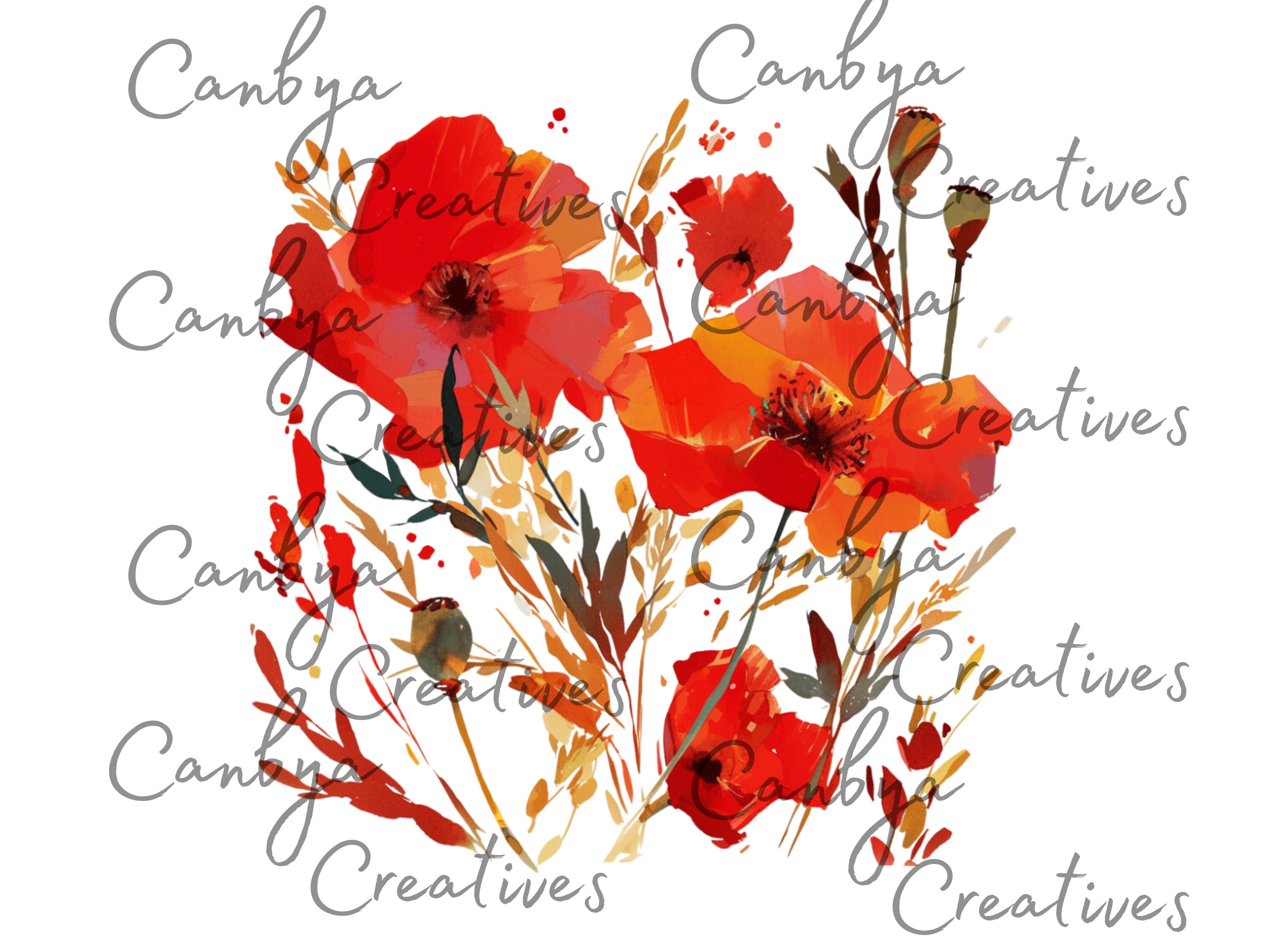 Watercolor Poppies Svg Png Clipart Bundle, Abstract Poppy Flower ...