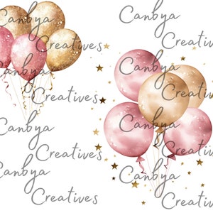 Watercolor Golden Blush Balloon Svg Png Clipart, Glitter Birthday ...