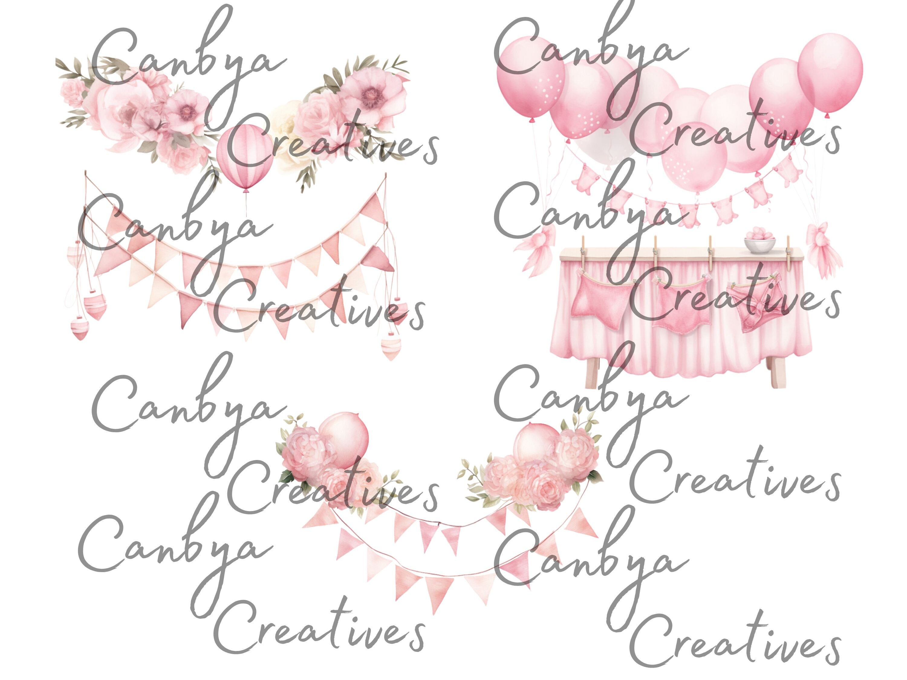 Watercolor Pink Baby Shower Clipart Bundle, Newborn Images, Cute ...