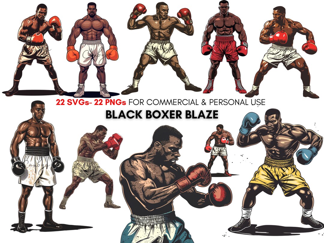Retro African American Boxer Png Svg Clipart Bundle, Sport Lover Prints ...