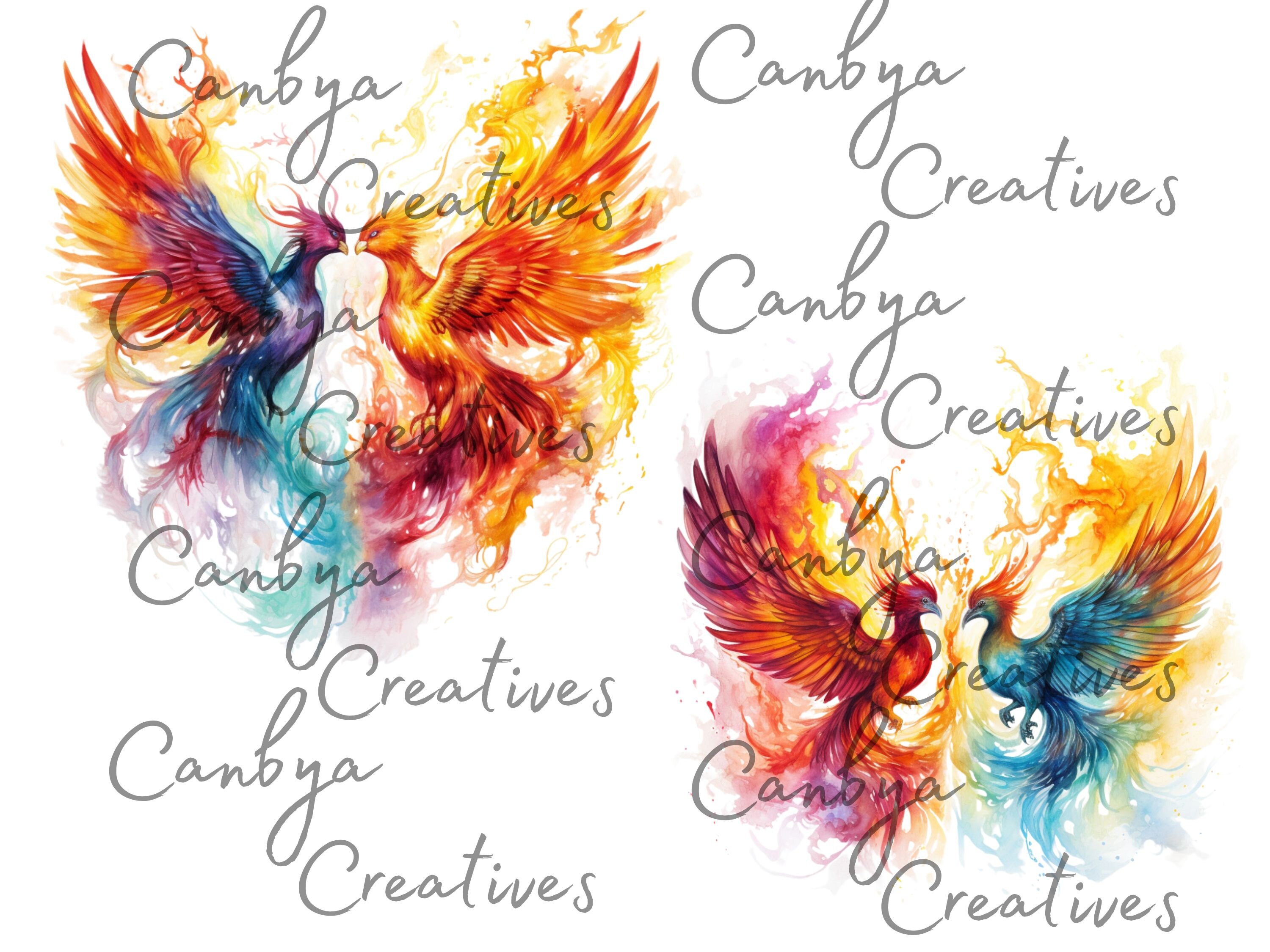 Watercolor Mythical Phoenix Creatures Svg Png Digital Download ...