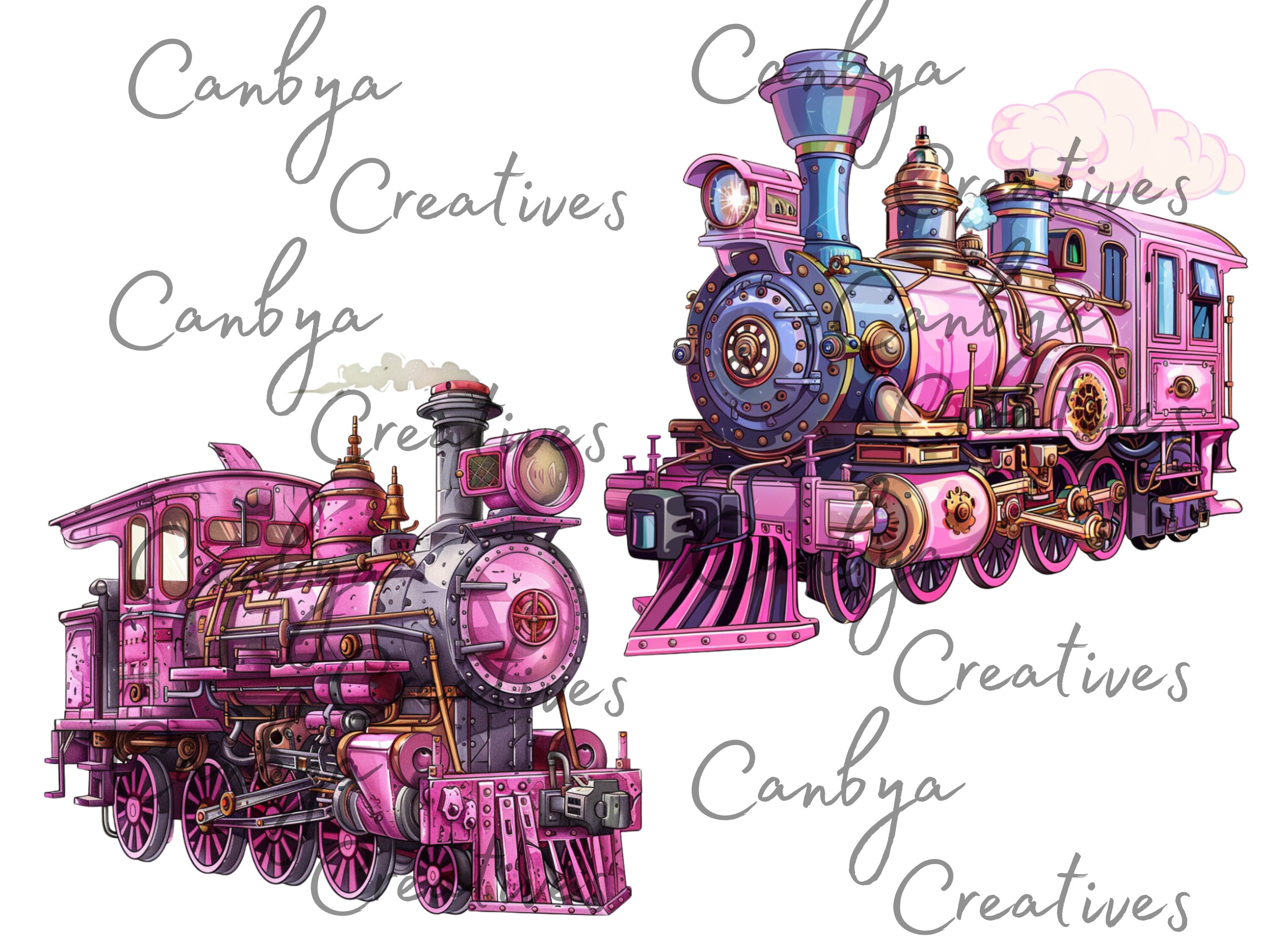 Vintage Trains Png Svg Clipart Bundle, Digital Retro Art Prints for ...